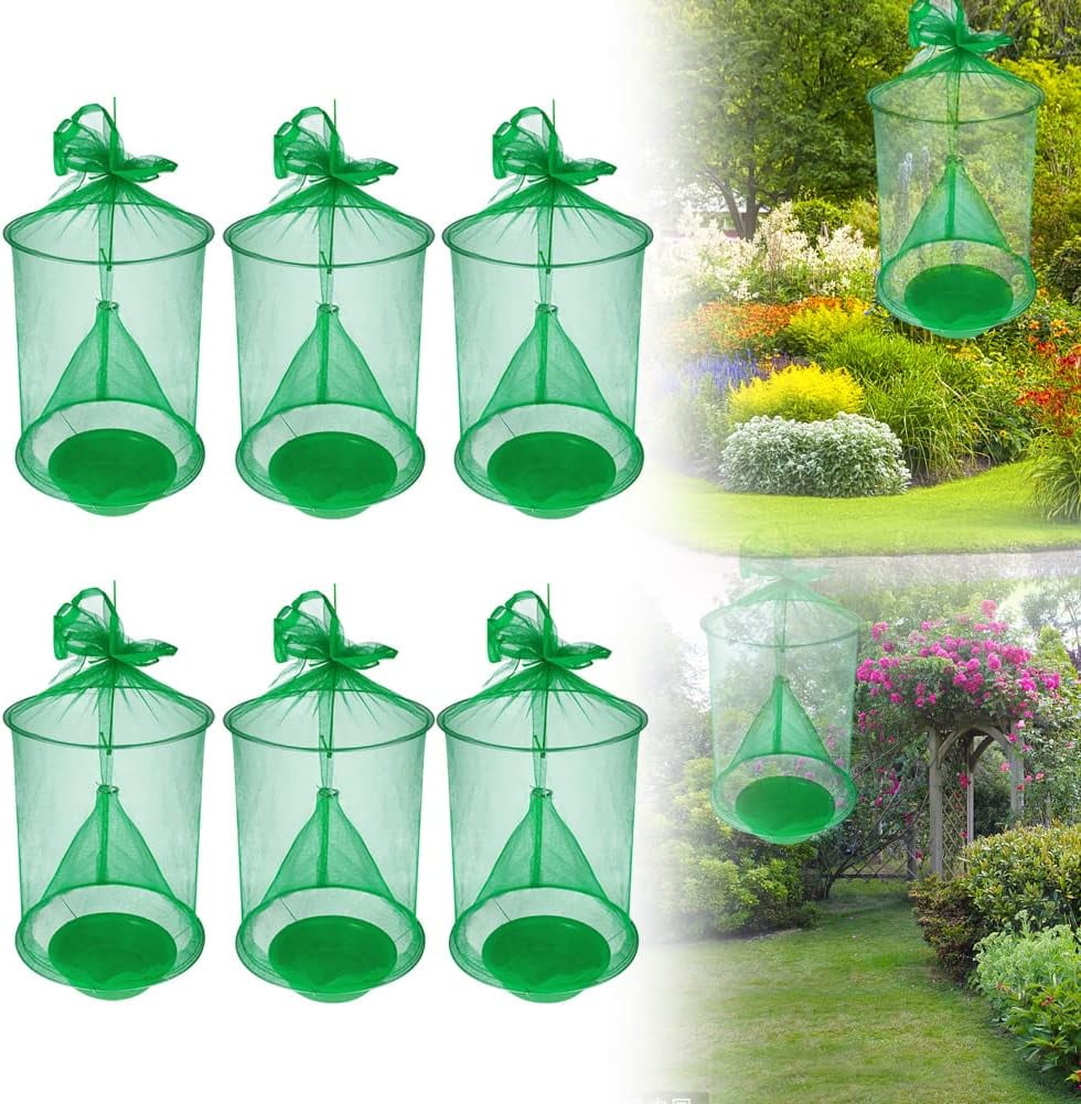 6 Pack Reusable Fly Trap Outdoor Fly Catcher Ranch Fly Traps Hanging ...