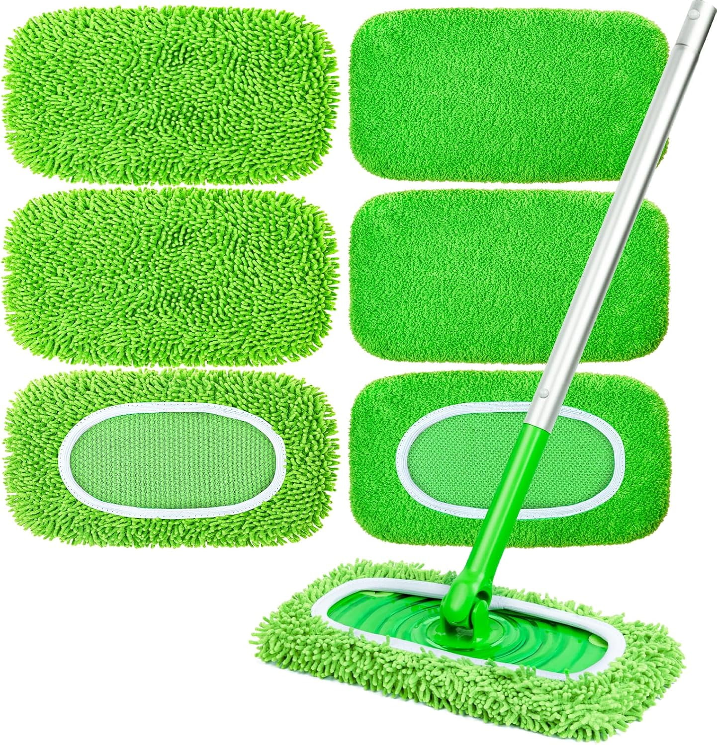6-Pack Reusable Microfiber Mop Pads, Washable Dry & Wet Cleaning Cloths ...