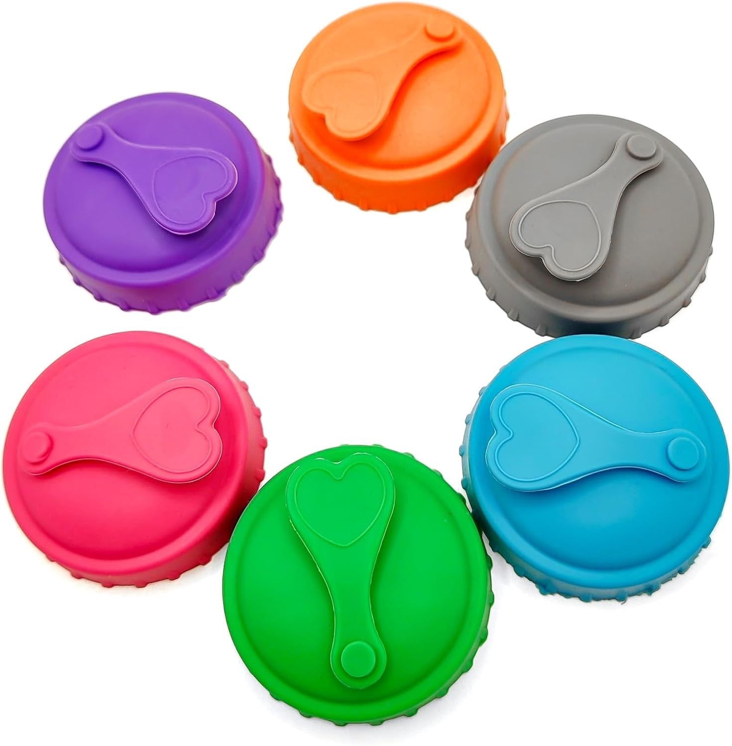 6-Pack Reusable Silicone Soda Can Lids - Multicolor Sealing Toppers for ...