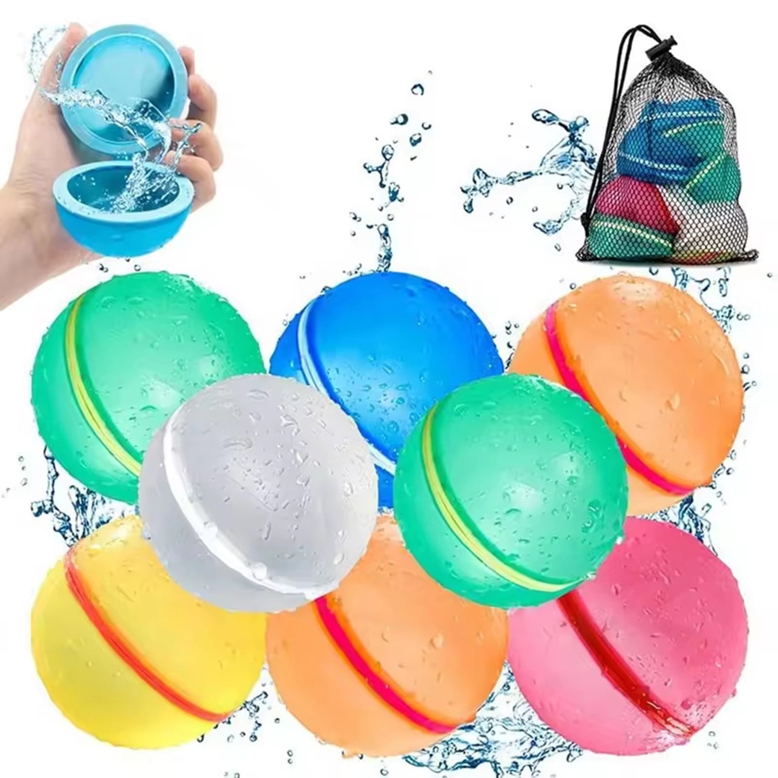 【6 Pack】Reusable Water Balloons Fast Refillable for Kids Outdoor ...
