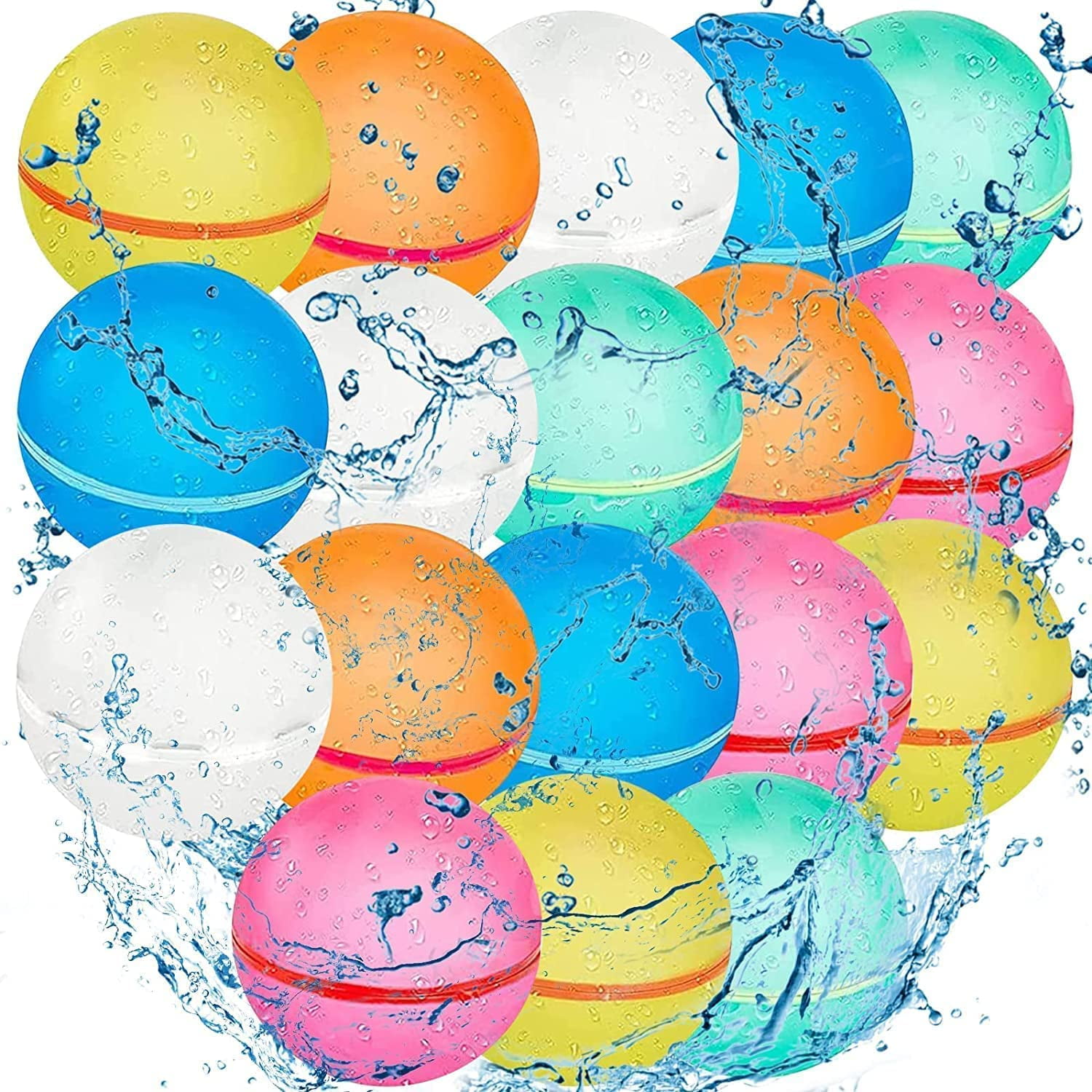 6 Pack - Reusable Water Balloons for Kids - Pool Beach Backyard Games ...