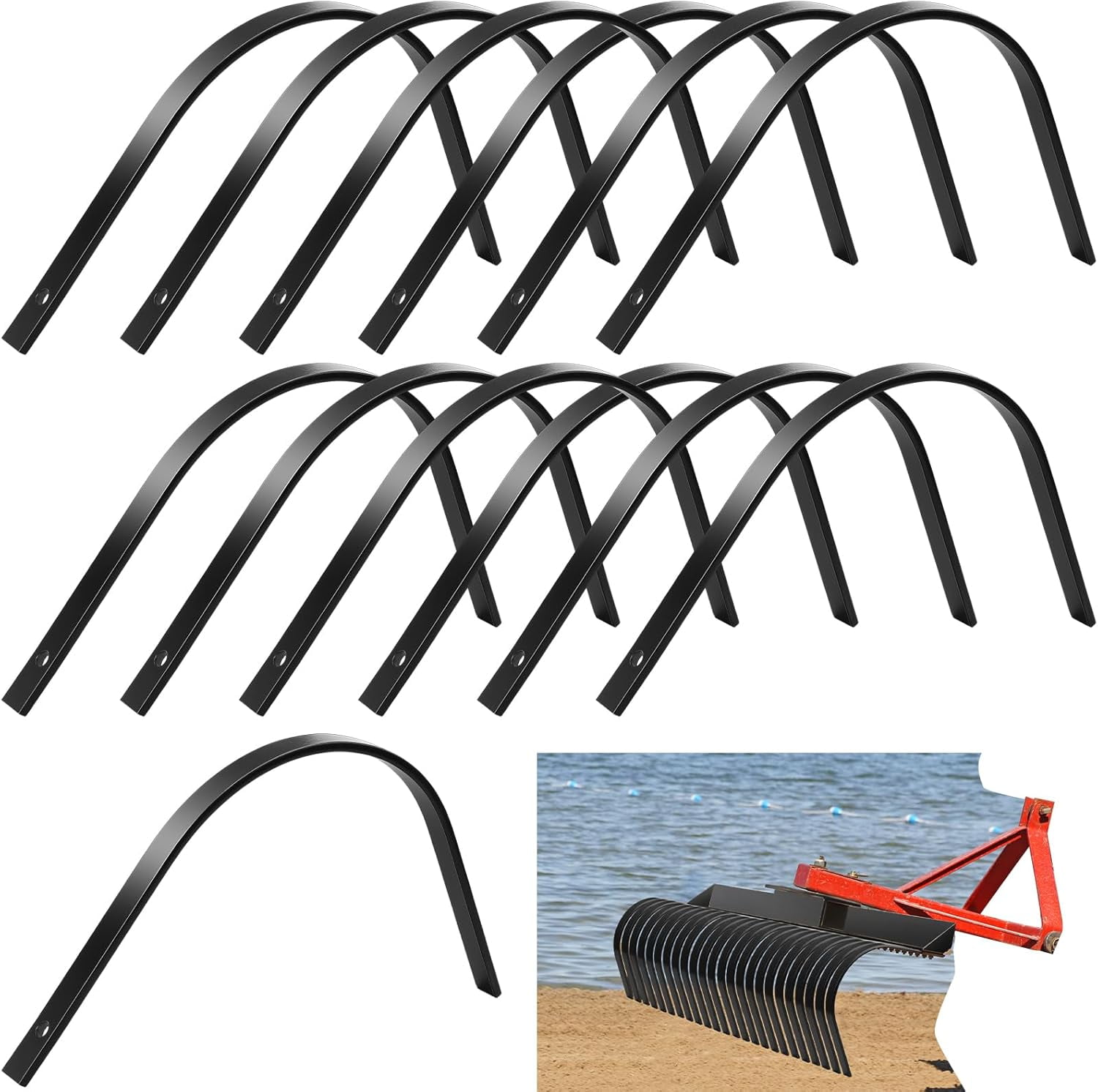 6 Pack Rock Rake Tines 1" x 5/16" One Bolt Mount Replacement for ...