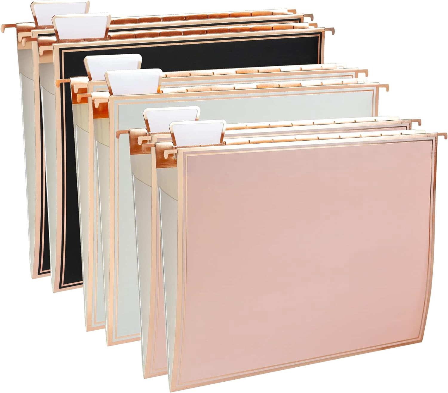 6 Pack Rose Gold Hanging File Folders with Pocket Letter Size ...