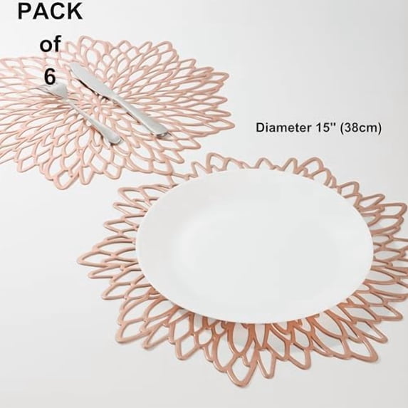 6 Pack Rose Gold Placemats Metallic Pressed Vinyl for Mother's Day ...