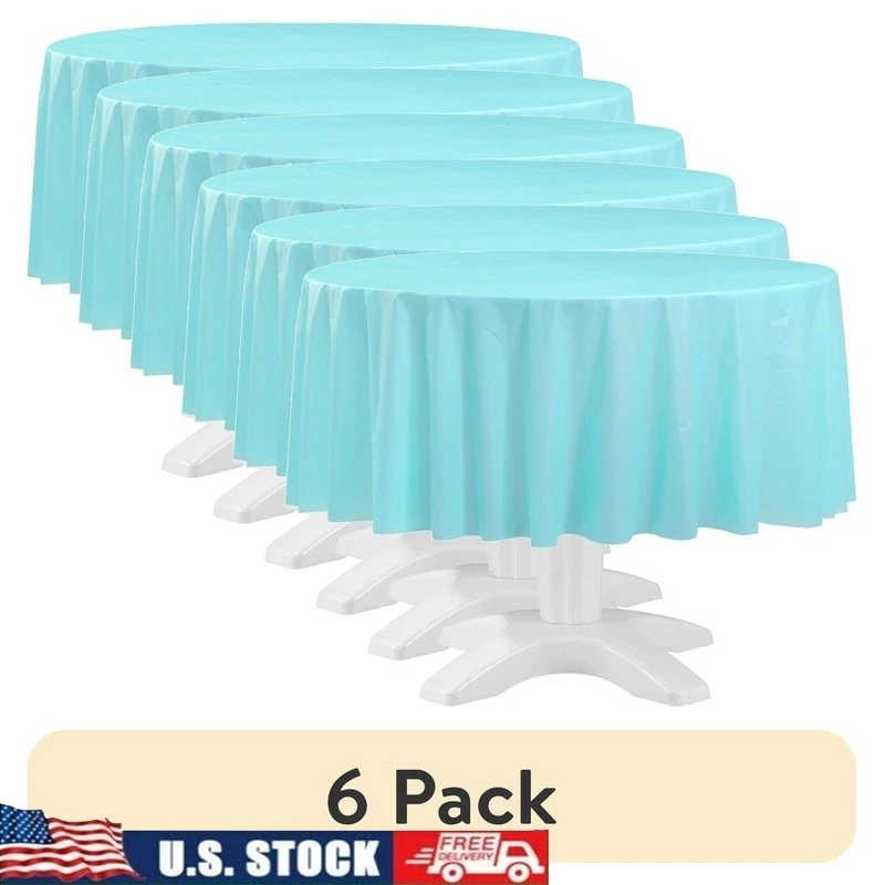6 Pack Round Plastic Table Covers Water Resistant Disposable Party ...