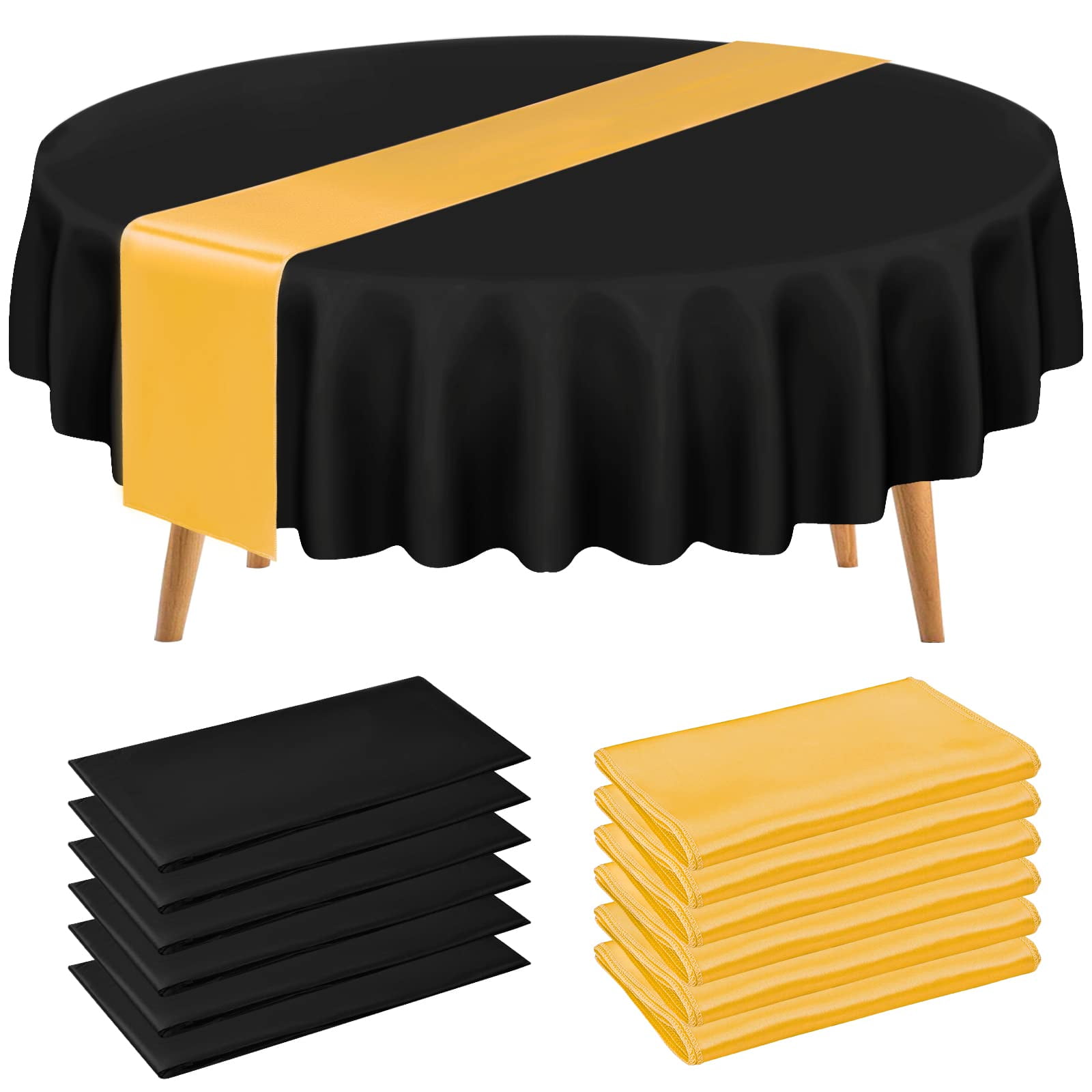 6 Pack Round Plastic Tablecloth 84" Black Disposable Table Covers ...