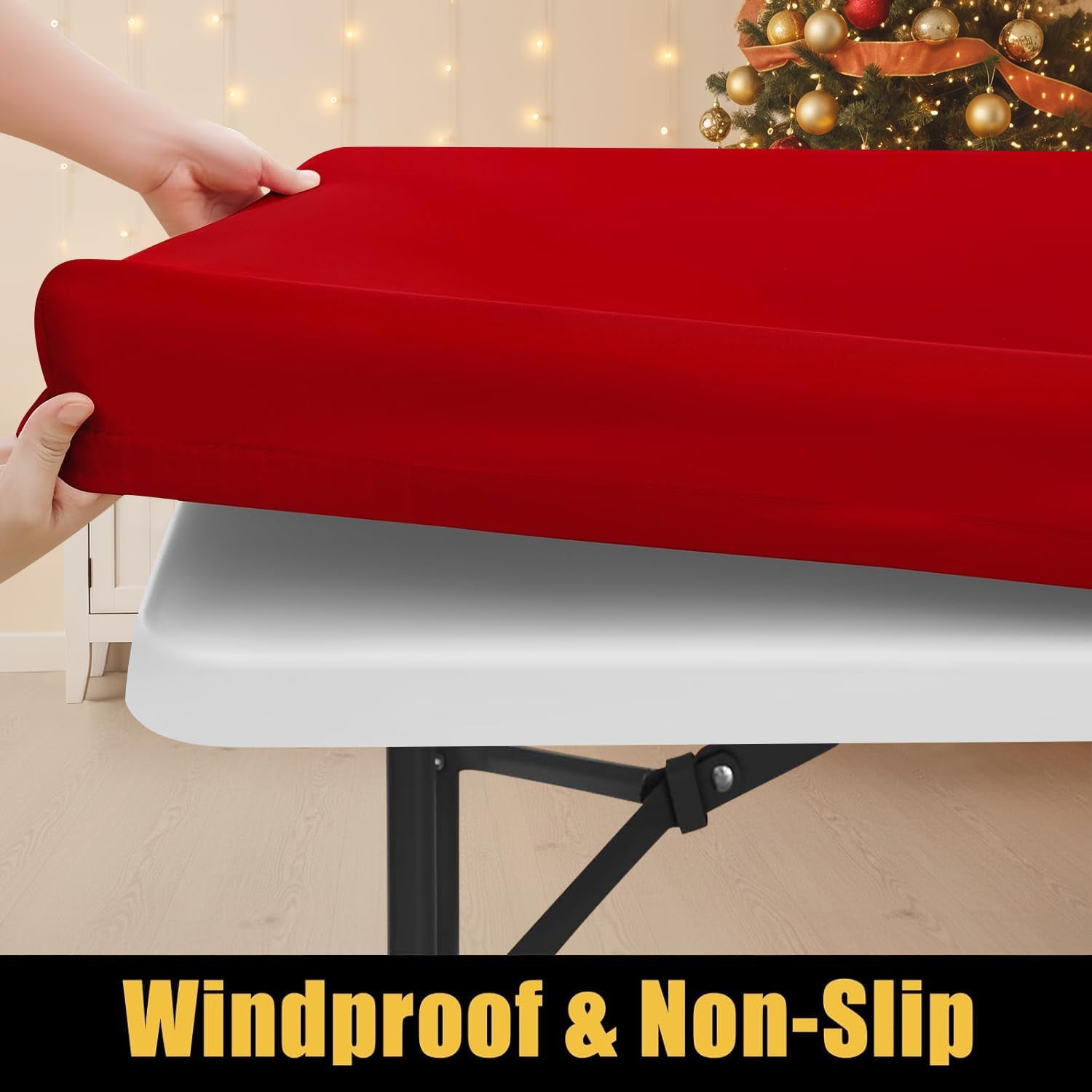 6 Pack Round Spandex Tablecloth - 30x72 Inch, Red, Windproof & Elastic ...