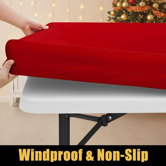 6 Pack Round Spandex Tablecloth - 30x72 Inch, Red, Windproof & Elastic ...