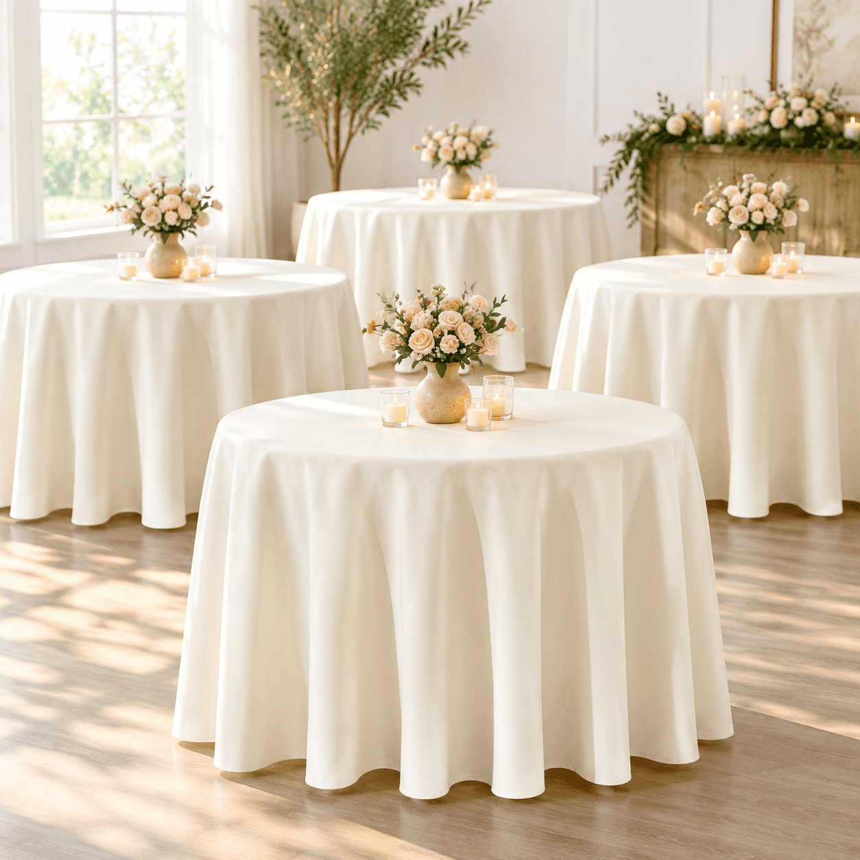 6 Pack Round Tablecloth 132inch Polyester Table Cloth - Walmart.com