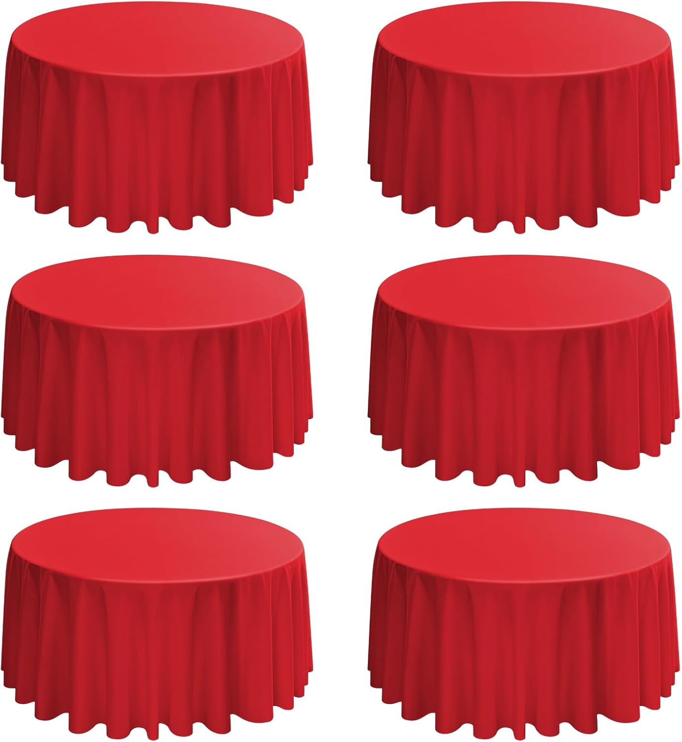 6 Pack Round Tablecloths - 120 Inch Red Polyester Cover for Round ...