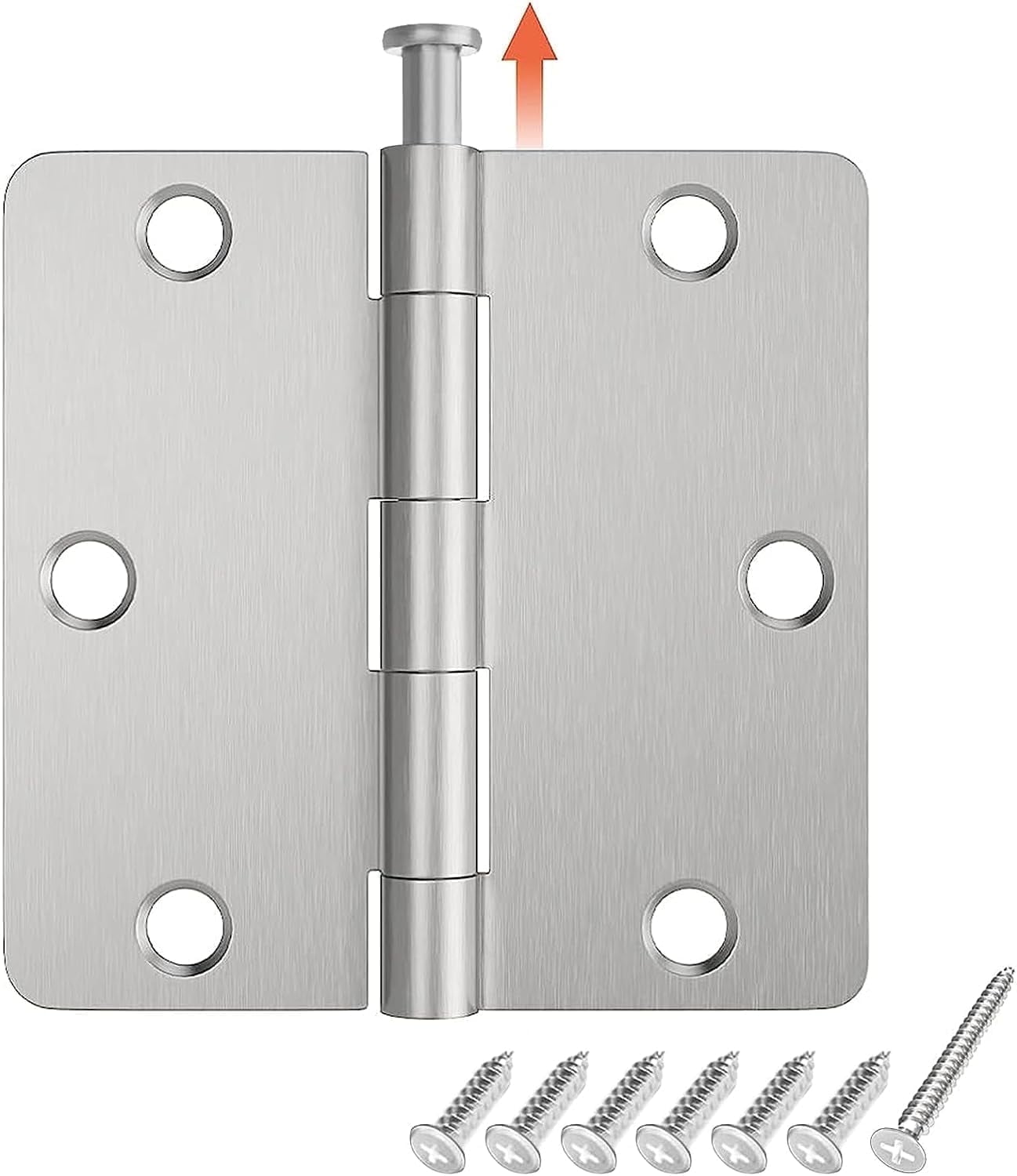 6 Pack Rounded Door Hinges 3.5 Inch with 1/4" Radius Corner, Squeak ...