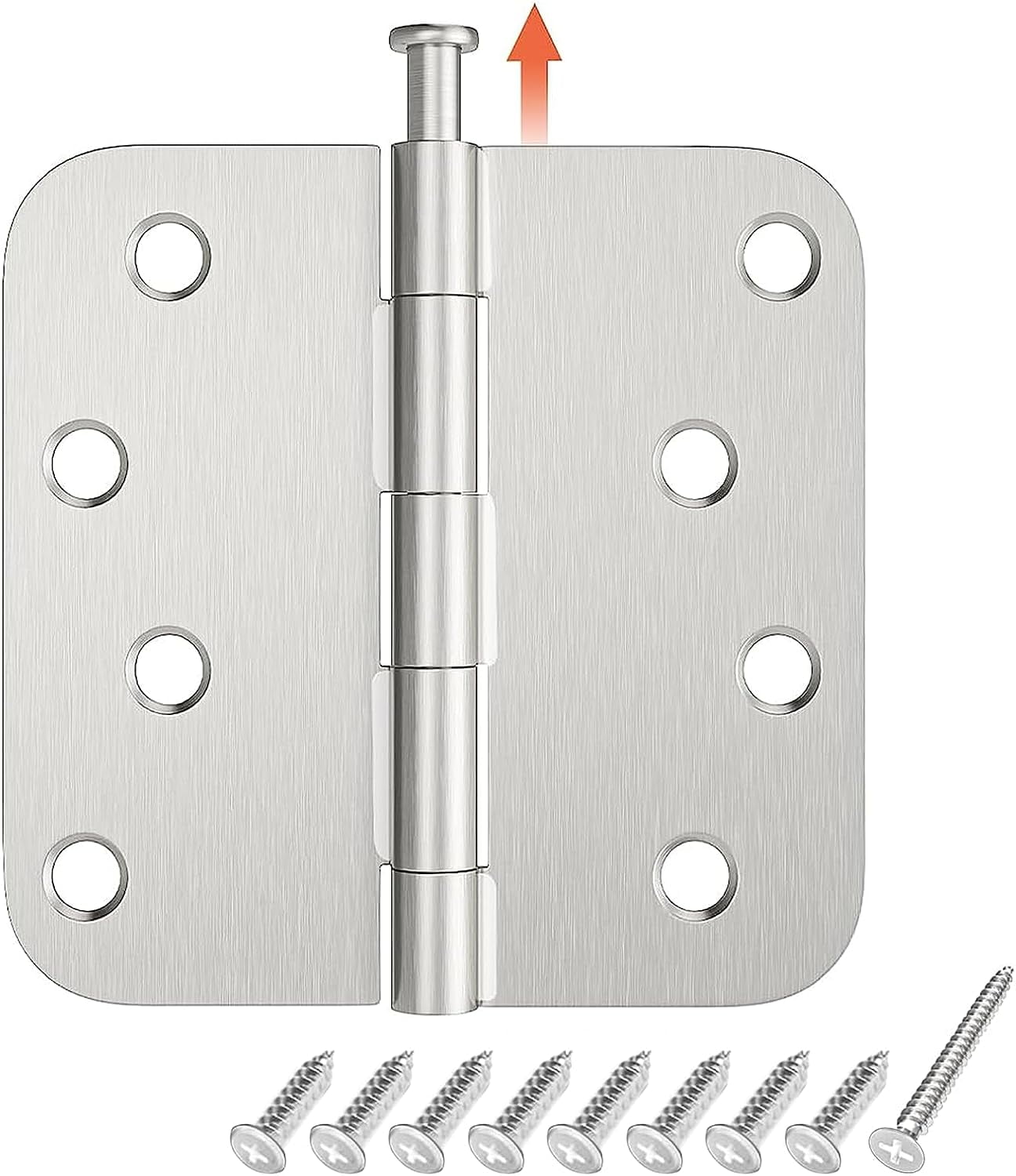 6 Pack Rounded Door Hinges 4 Inch with 5/8'' Radius Corner, Satin ...