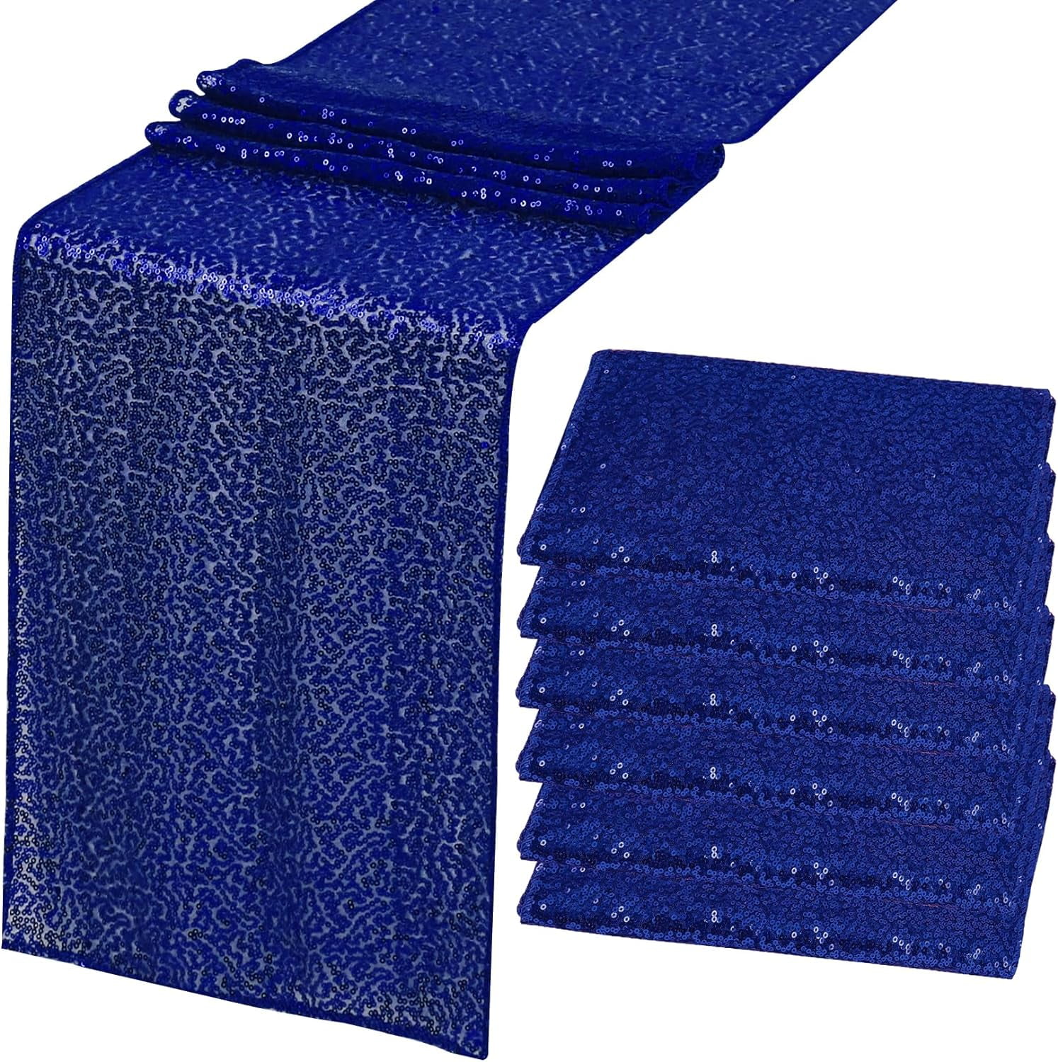 6 Pack Royal Blue Sequin Table Runners 12" x 72" Sparkle Sequin Table ...