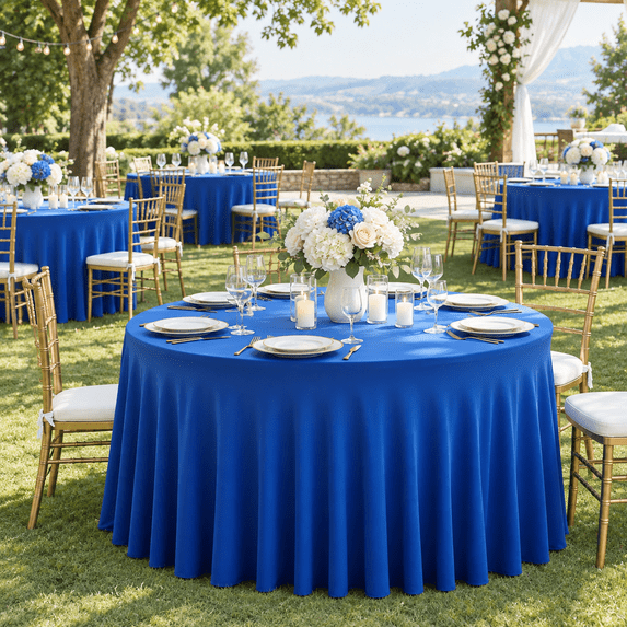 6 Pack Royal Blue Spandex Round Tablecloths For 72inch Table 132inch ...