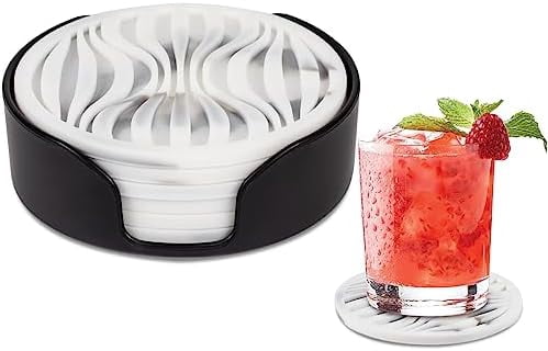 6 Pack Rubber Drink Coasters,Coasters for Drink with Holder,Silicone ...