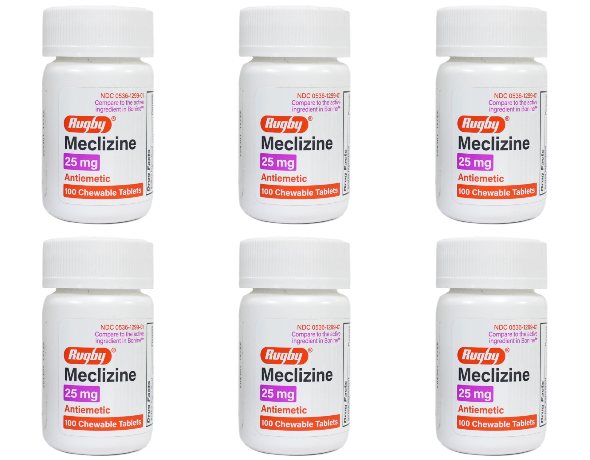 6 Pack - Rugby Meclizine 25 mg 100 Chwbls - Walmart.com