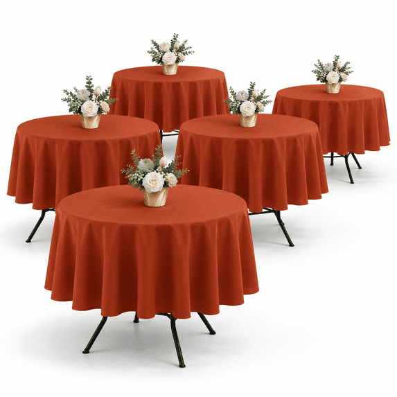 6 Pack Rust Tablecloths 70 Inch Round For 36