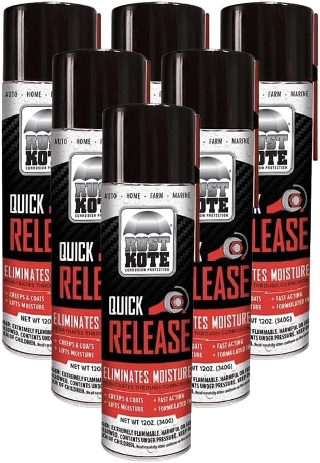 6 Pack-RustKote Quick Release Aerosol 12oz, Penetrating Oil. Corrosion ...