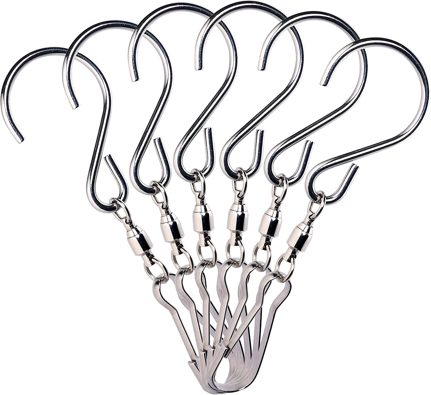 6 Pack S Hook Clip Swivel for Indoor Outdoor Organization Spinning ...