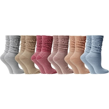 6 Pairs Women's Slouch Socks Scrunch Cotton Soft Plush Thick Knit ...