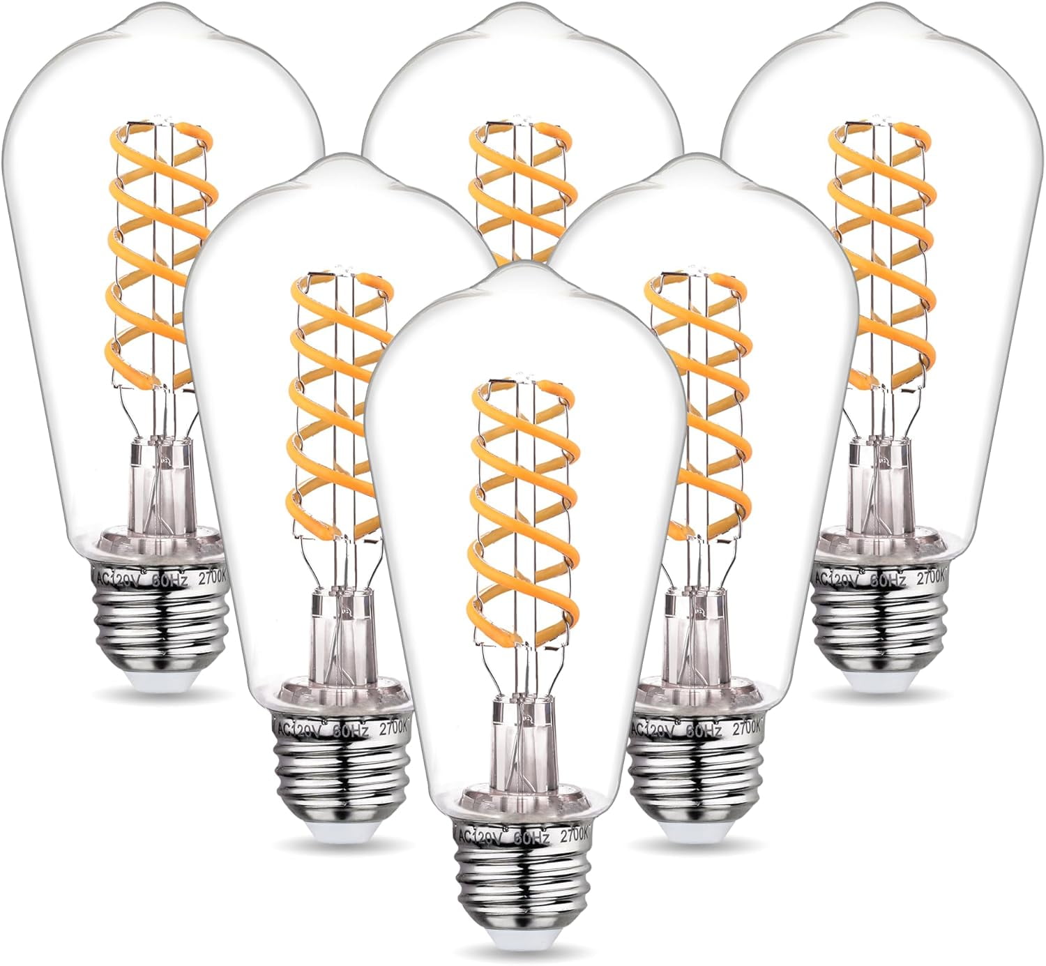 6 Pack ST19(ST58) Vintage Edison LED Light Bulbs, Dimmable 6W ...