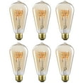 6 Pack ST64 LED Bulbs, Dimmable, Vintage Edison Style, E26 Base, Amber ...