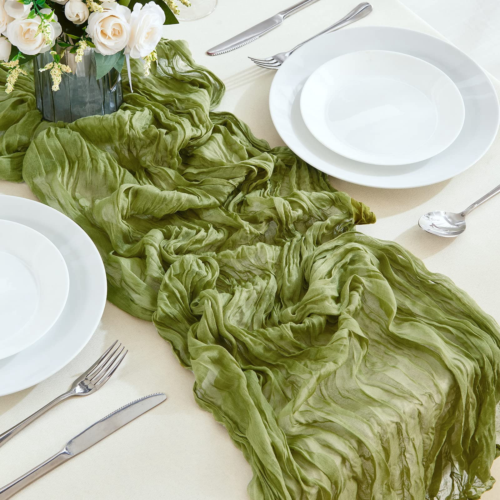 6 Pack Sage Green Cheesecloth Table Runners 10ft Wide Gauze Boho for ...