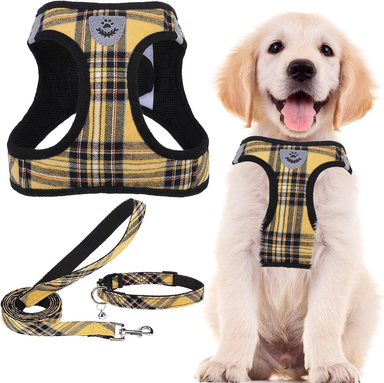 Adjustable Dog Harness Collar and Leash Set Step in No Pull Pet Harness ...