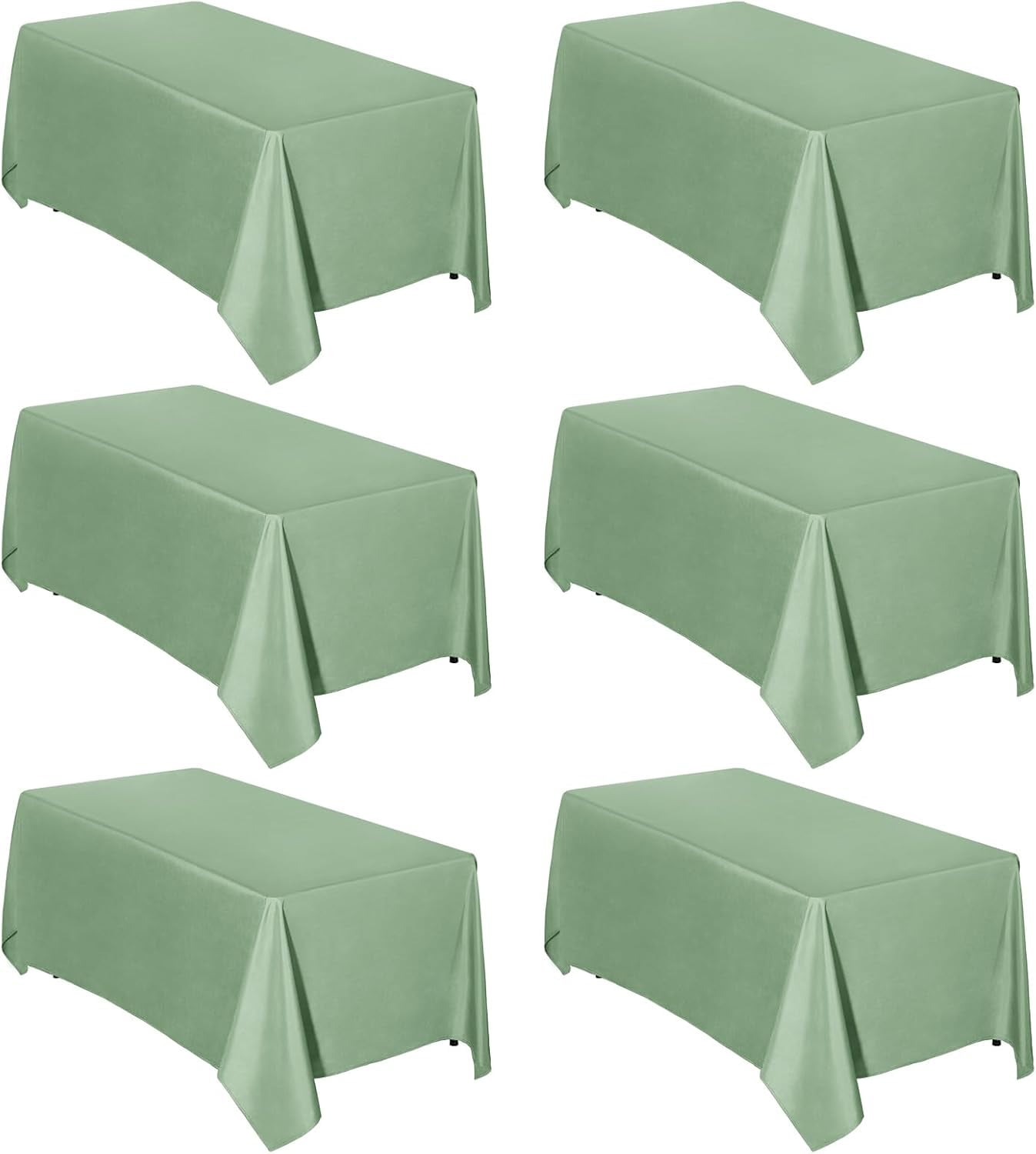6 Pack Sage Green Tablecloths 90x156 Inch for 8 Ft Rectangle Table ...