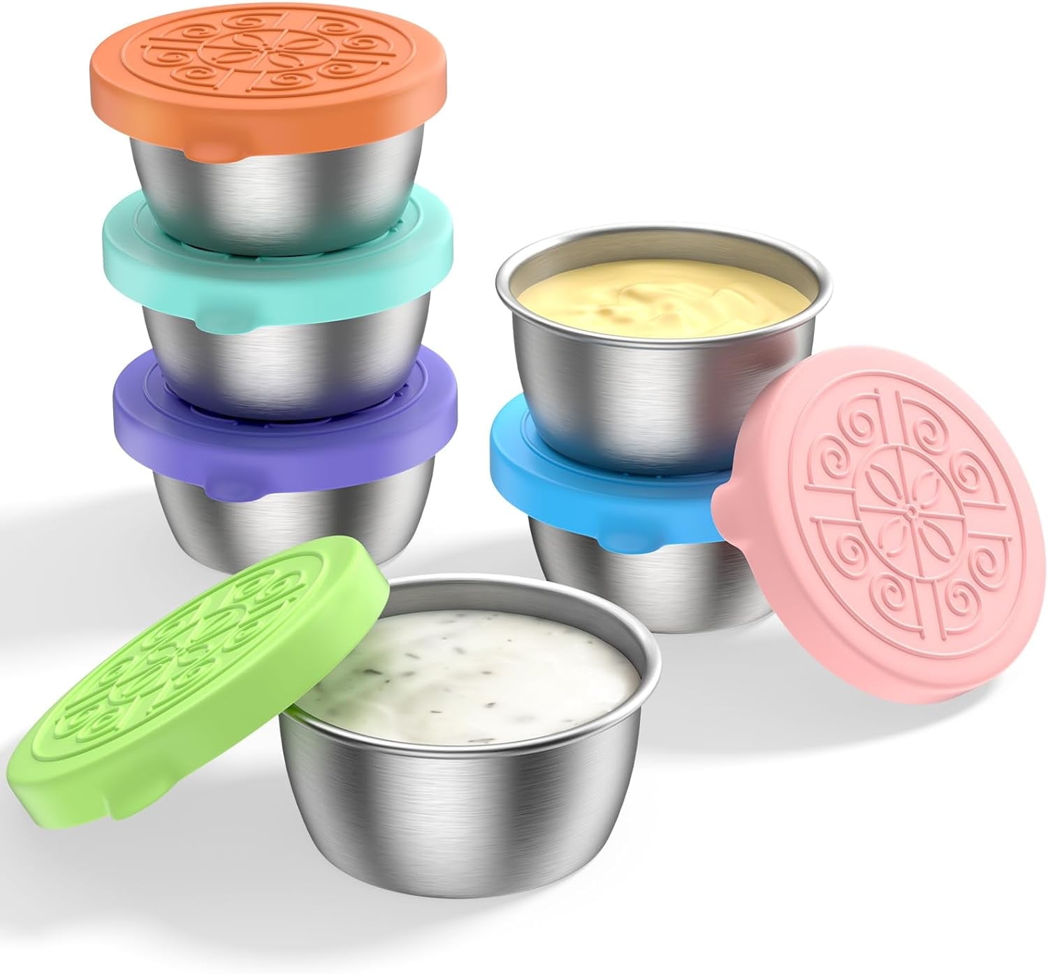 6 Pack Salad Dressing Container To Go, 1.7 Oz/50ml Stainless Steel ...