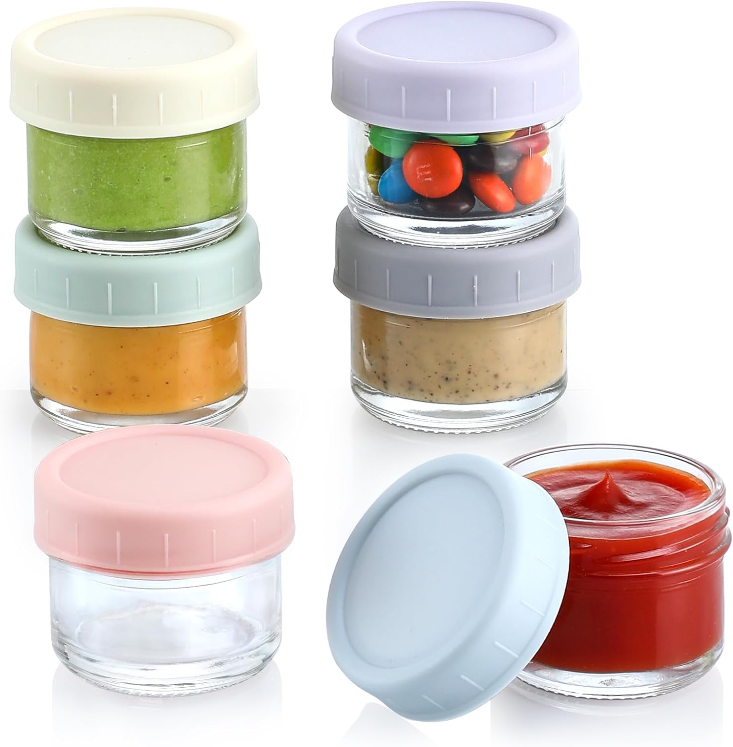 [6 Pack] Salad Dressing Container To Go, 2.7 oz Glass Small Condiment ...