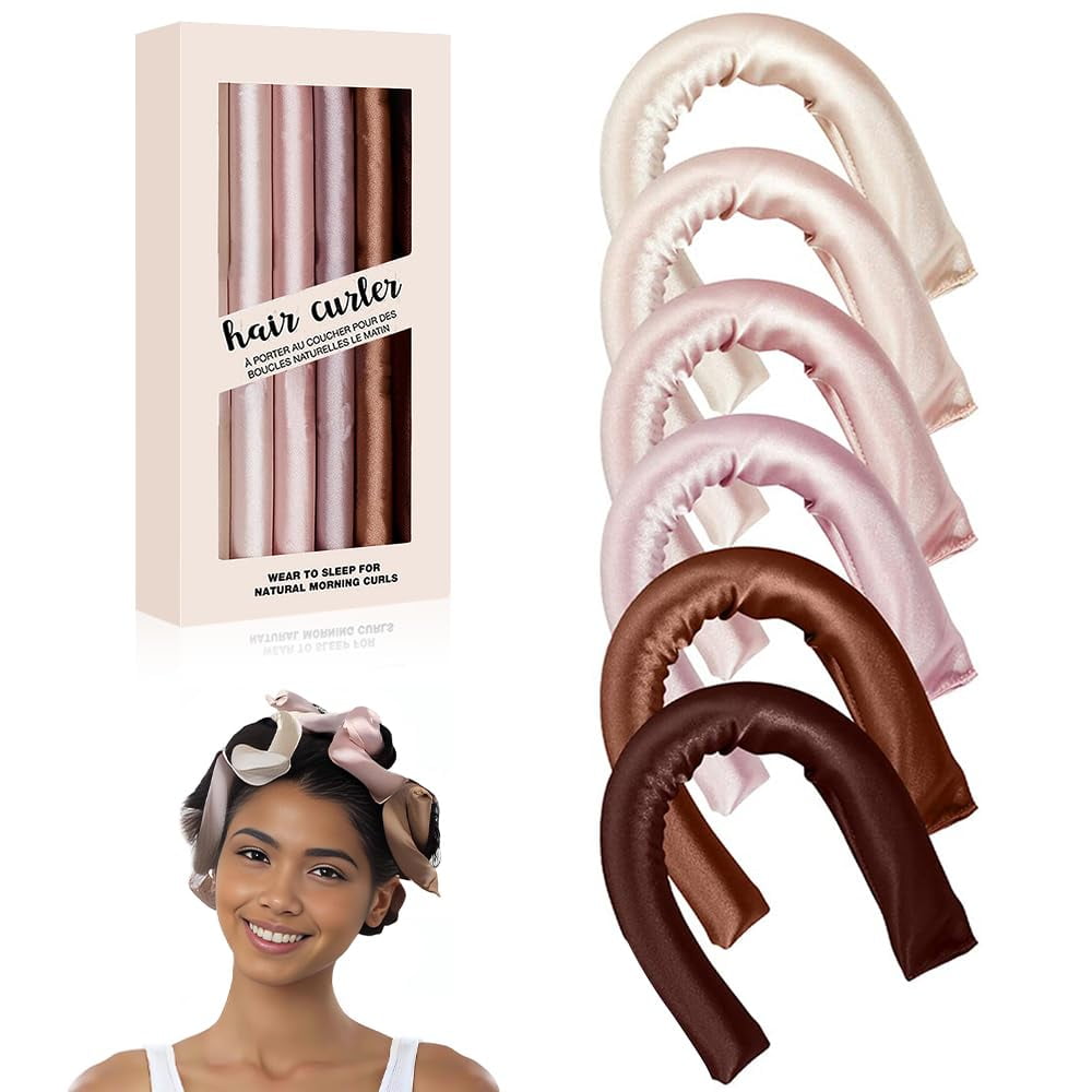6 Pack Satin Heatless Curling Rod, Jumbo Flexi Rods, Heatless Hair ...