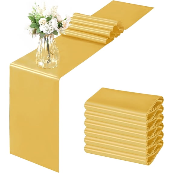 6 Pack Satin Table Runners 12 x 72 Inch Luxury Silky Smooth Shiny Satin ...