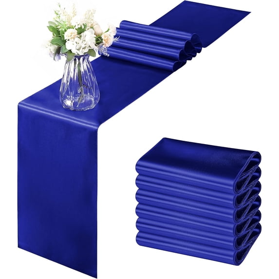 6 Pack Satin Table Runners 12 x 72 Inch Silky Smooth Bright Royal Blue ...