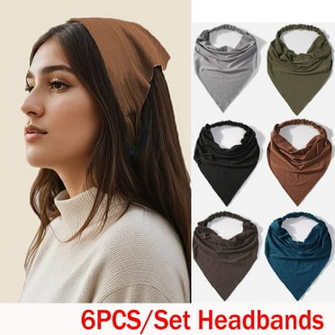 6 Pack Hair Scarf Headband for Women - Elastic Hair Kerchief Large Boho ...
