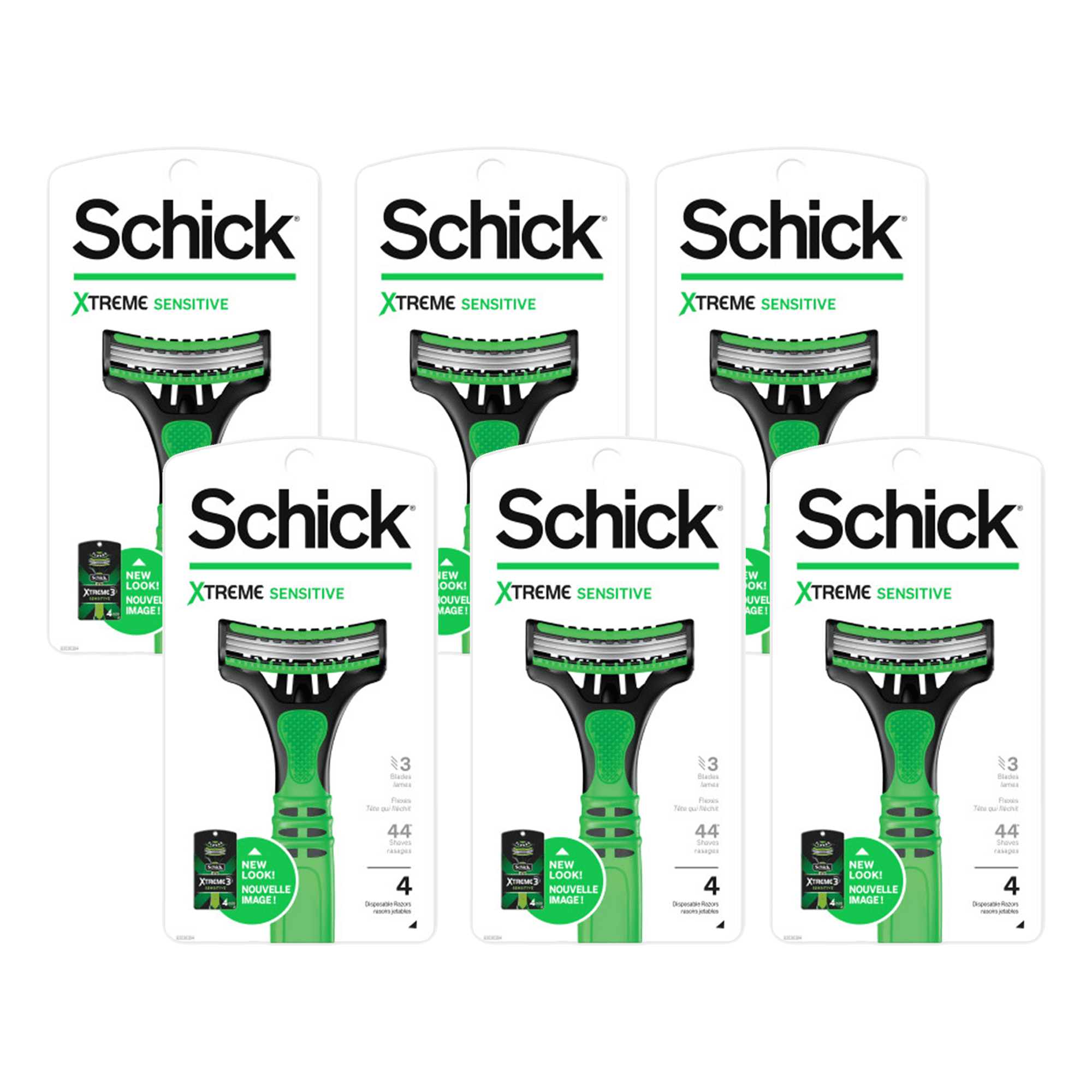 6 Pack - Schick Xtreme 3 Senstive Skin Disposable Razors for Men, 4 ea ...