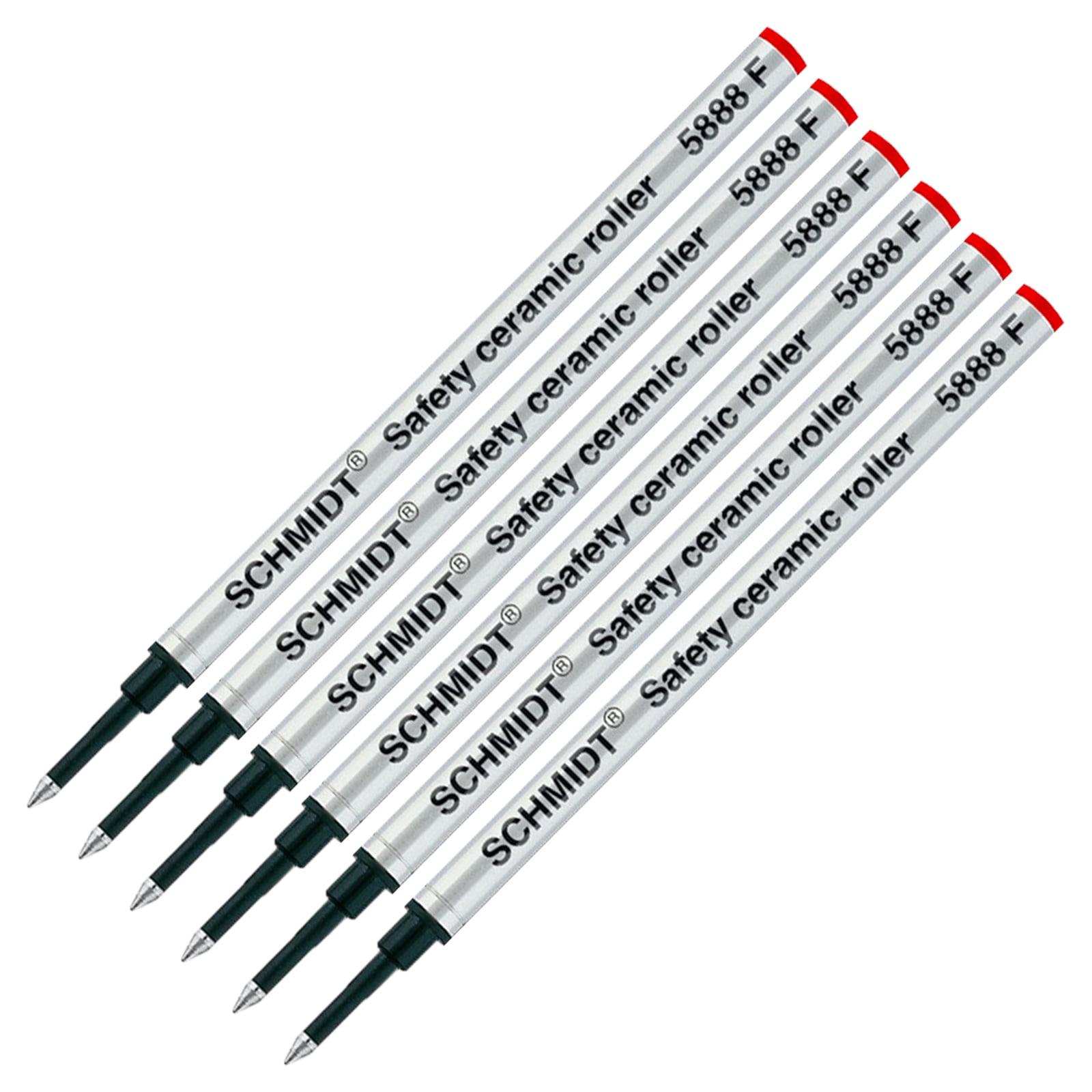 6 Pack - Schmidt 5888 Rollerball Metal Refill - Red Ink Fine Tip ...