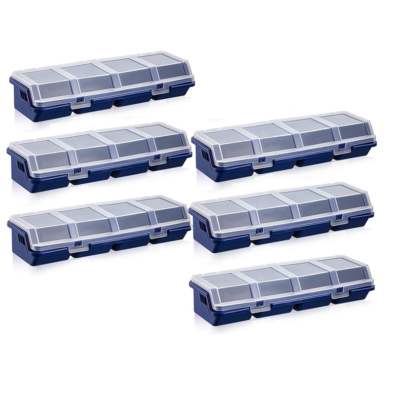 6 Pack Screw Organizer Box with Lids 4 Compartments Tool Bin Divider ...