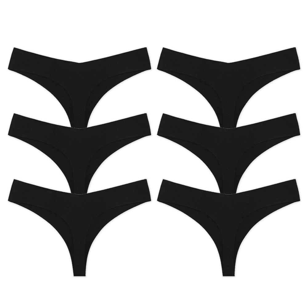 6-Pack Seamless Thongs For Women V-waisted No Show Thong Seamless ...