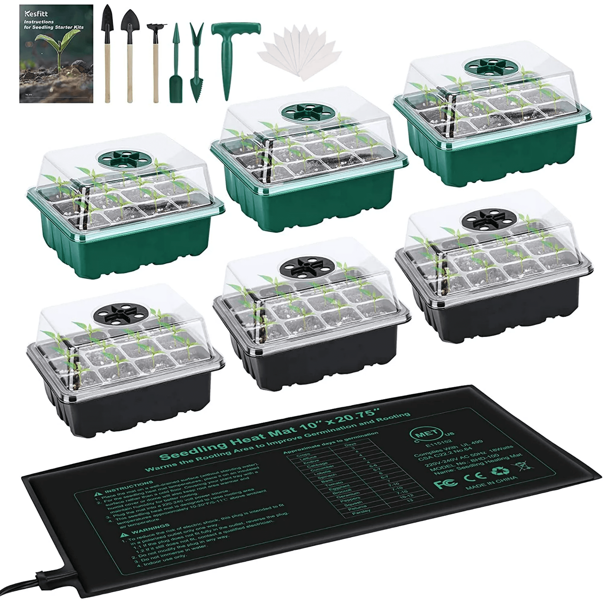 Younik Seed Starter Trays 6-Pack, 12 Cells per Tray, Germination Kit ...