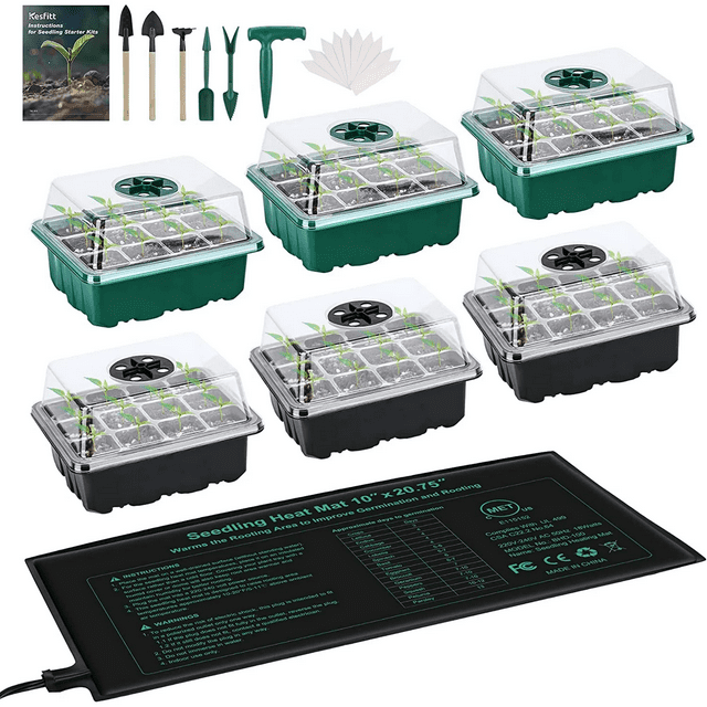 6-Pack Seed Starter Trays, Indoor Plant Germination Kit with Timer ...