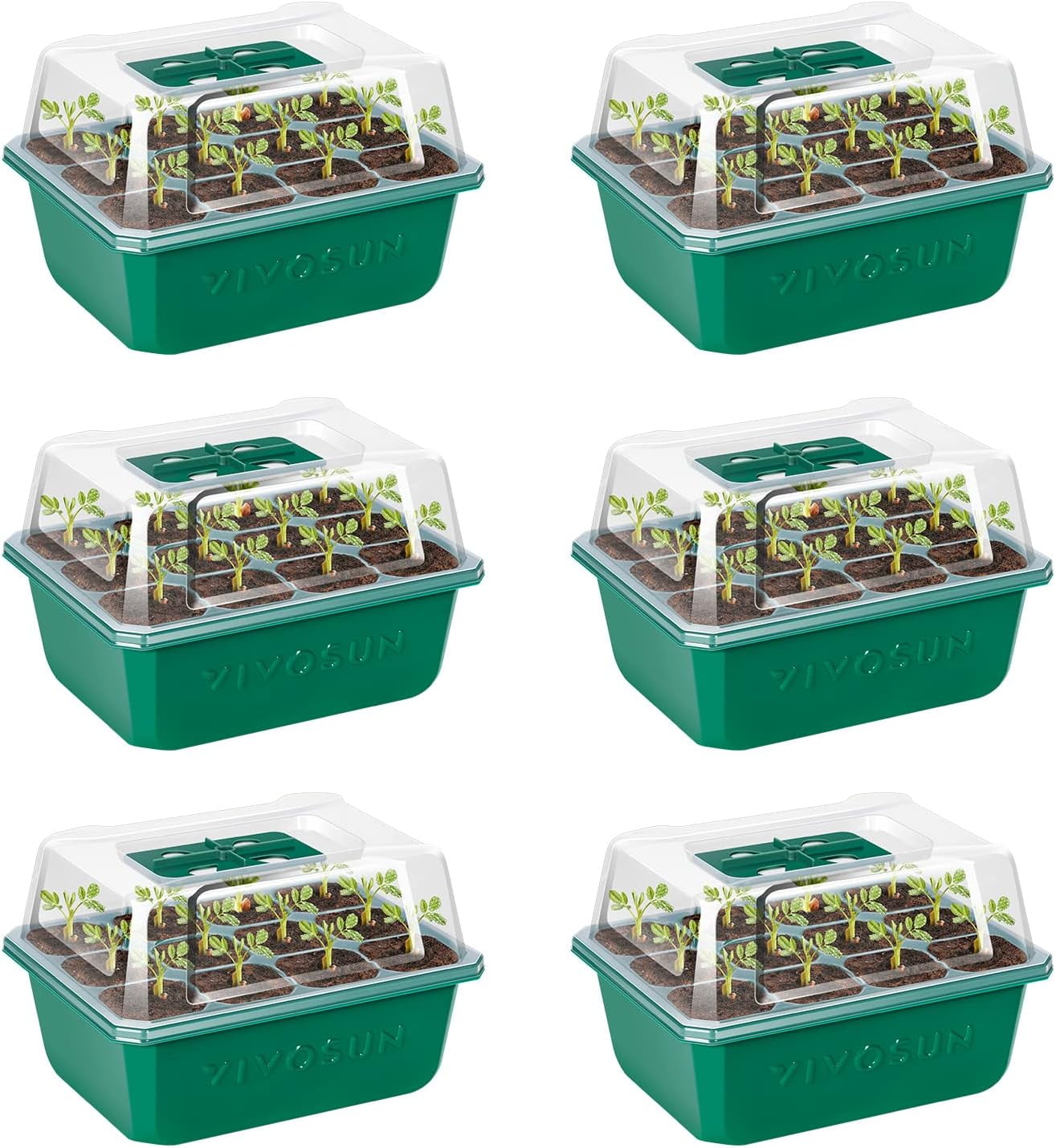 6-Pack Seed Starter Trays, 72-Cell Seed Starter Kit with Humidity Dome ...