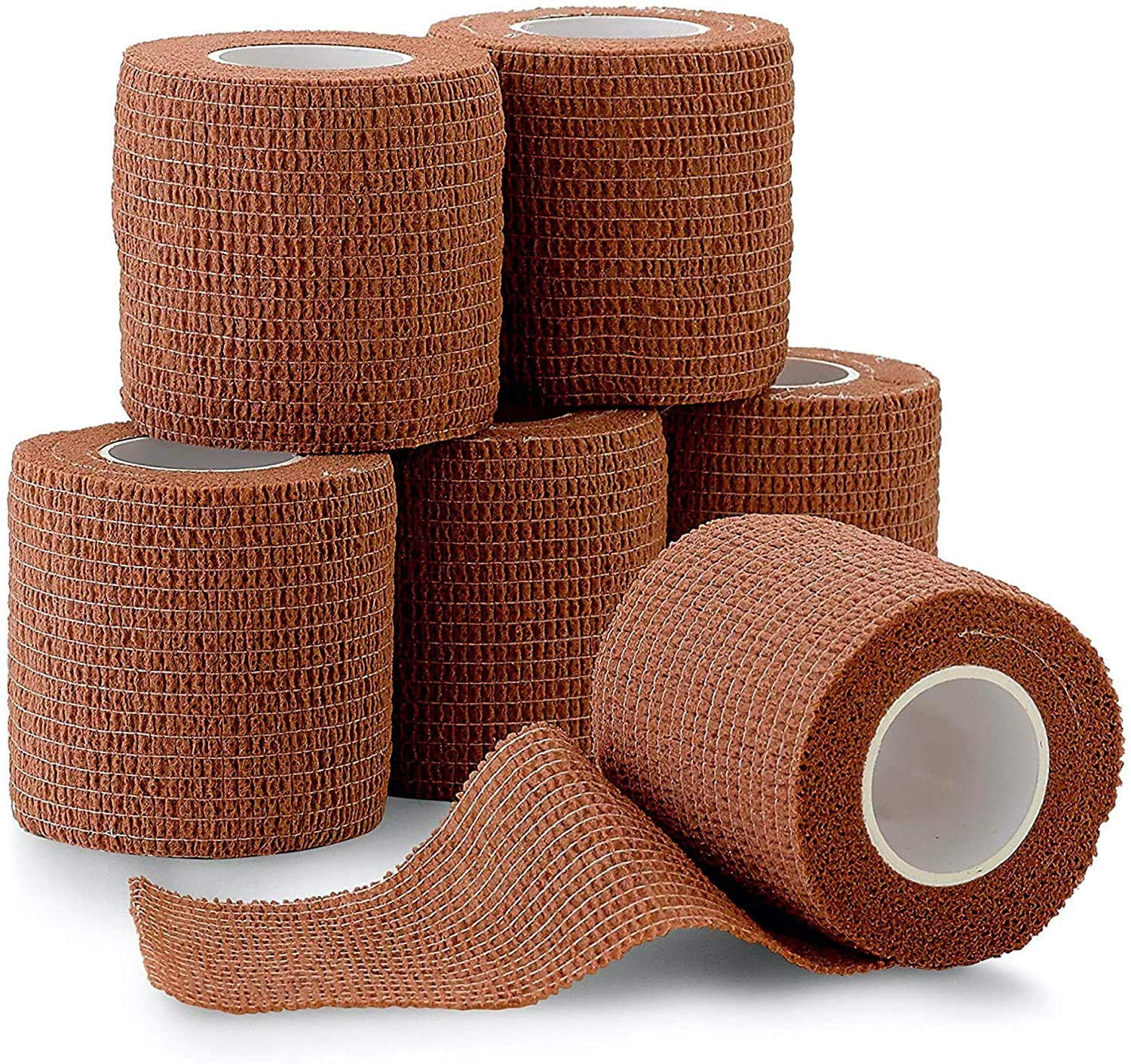 6 Pack, Self Adherent Cohesive Tape - 2" x 5 Yards, (Medium Tan Shade ...