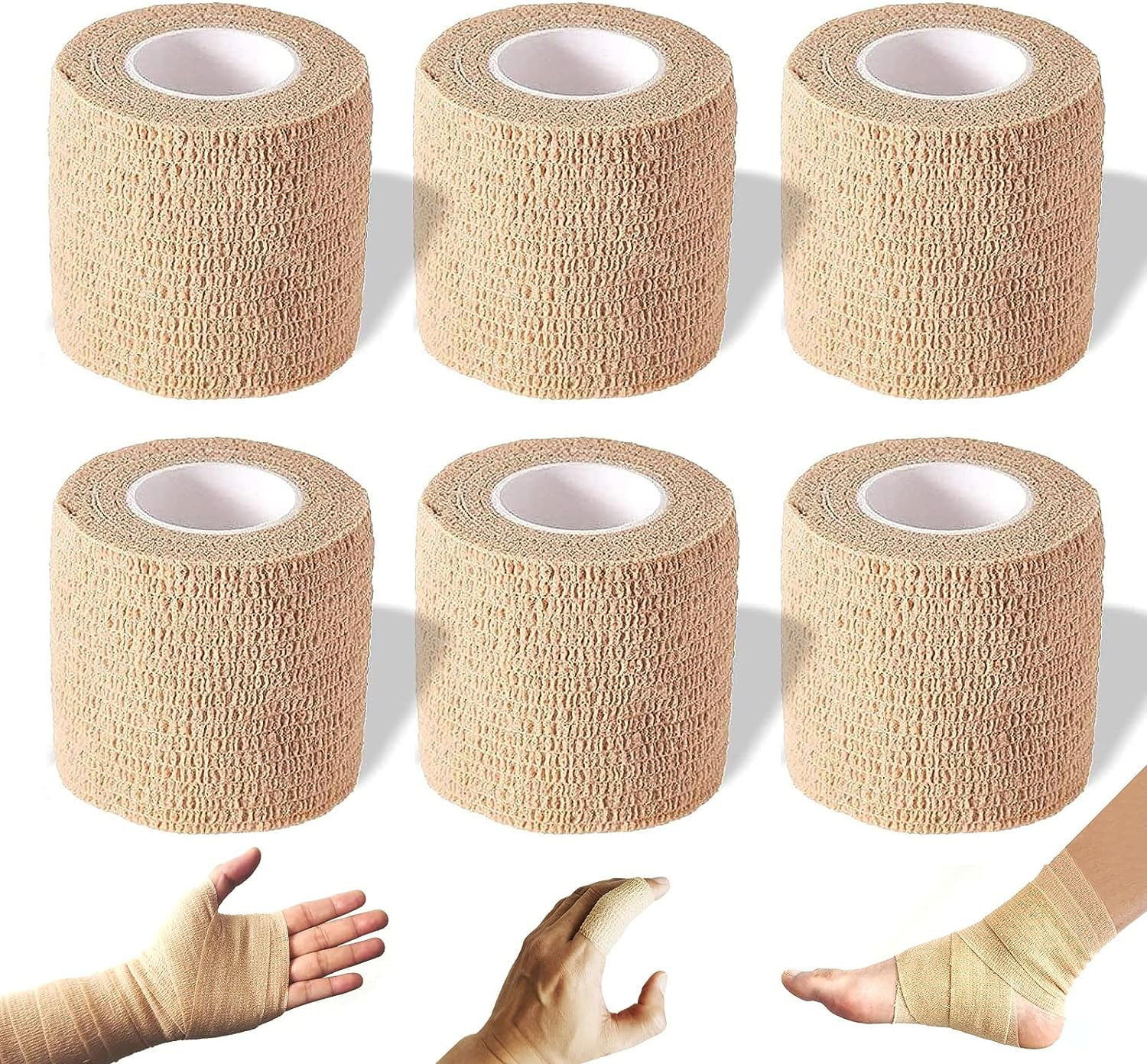6 Pack Self Adherent Wrap Bandages Self Adhering Cohesive Tape Wide ...