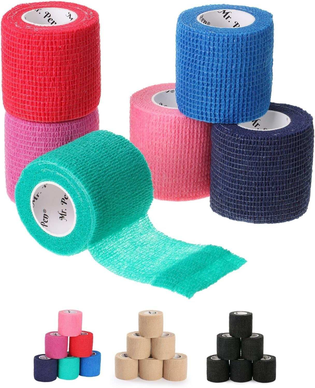 6 Pack Self Adhesive Bandage Wrap, Skin Colored Cohesive Bandages, x 5 ...