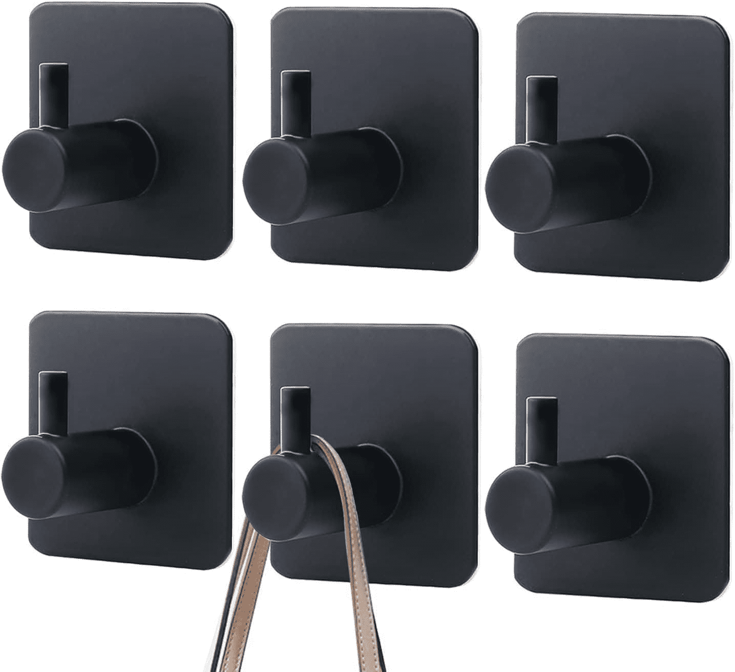 Vongem Self Adhesive Hooks Heavy Duty Stainless Steel Black Wall Door ...