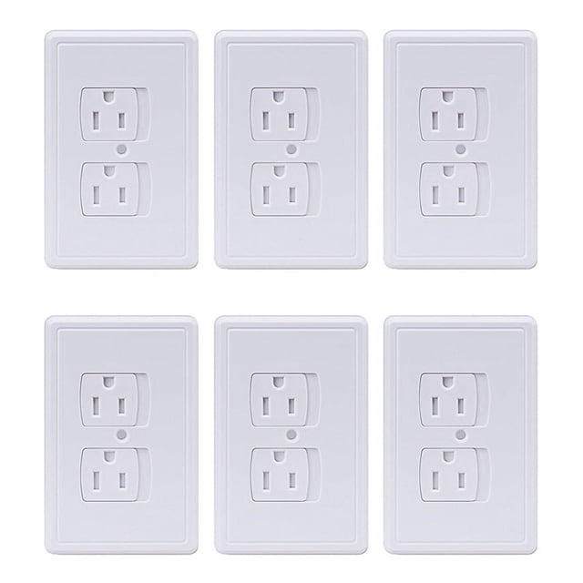 6-Pack Self-Closing Outlet Covers, Wall Socket Plate Automatic Sliding ...