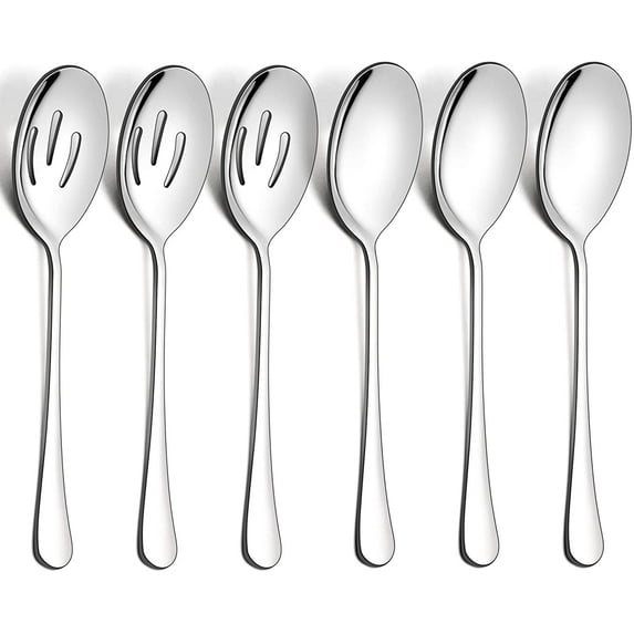 6 Pack Serving Spoons Set, Stainless Steel Large Slotted Spoons, Buffet ...