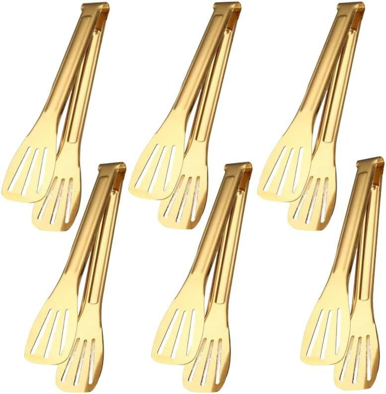 6 Pack Serving Tongs Kitchen Tong, 7 Inch Gold Buffet Tongs, Stainless ...