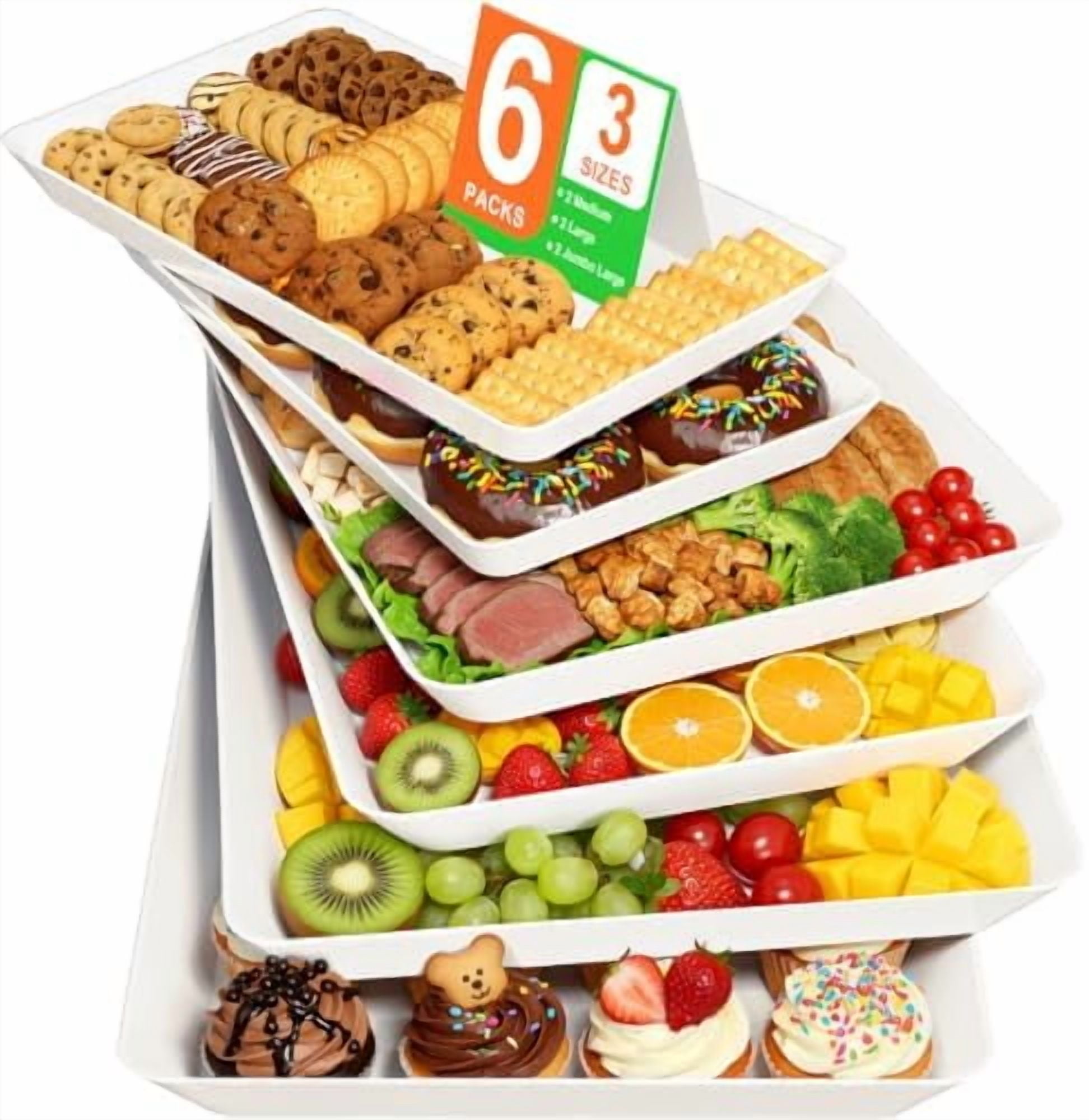 6-Pack Serving Tray for Parties, Serving Platter in 3 Sizes for ...